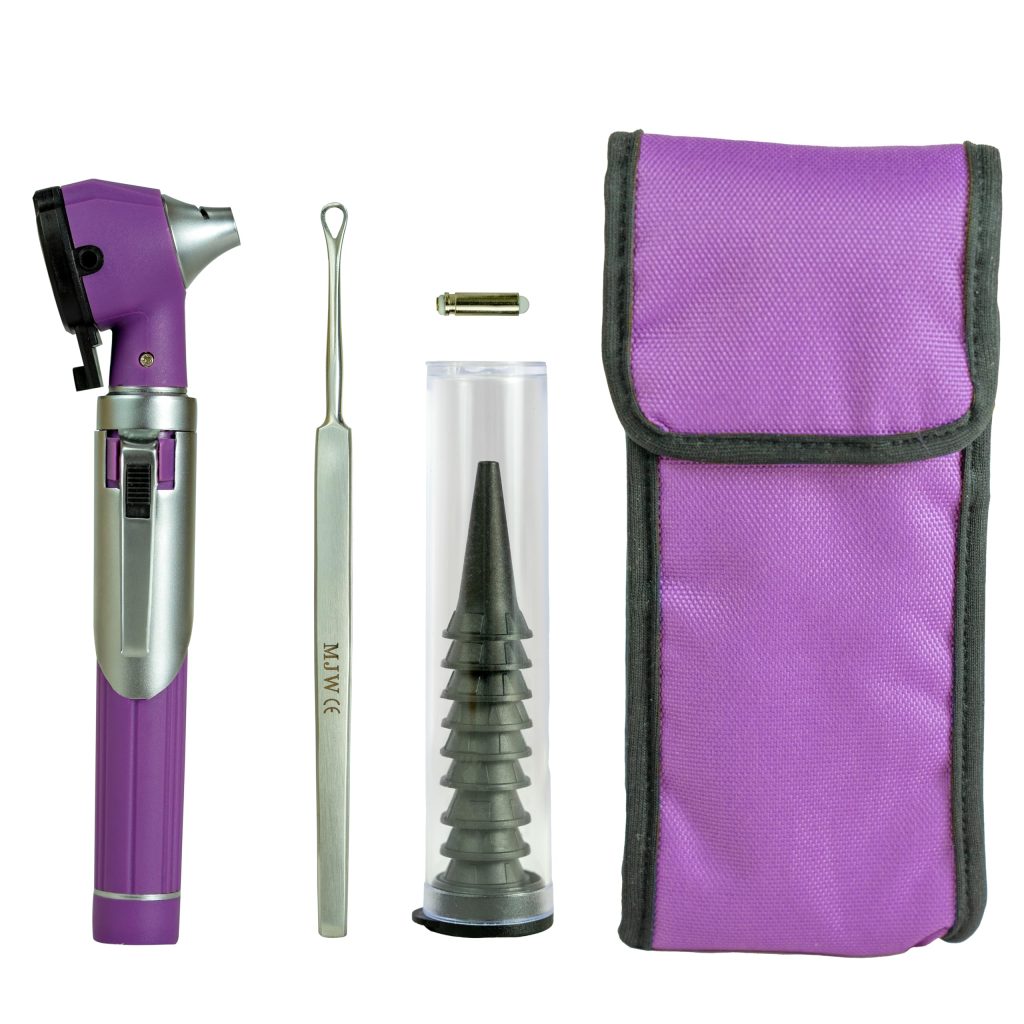 MJW Medical Instruments Fiber Optic Purple Mini ENT Otoscope, Ear ...